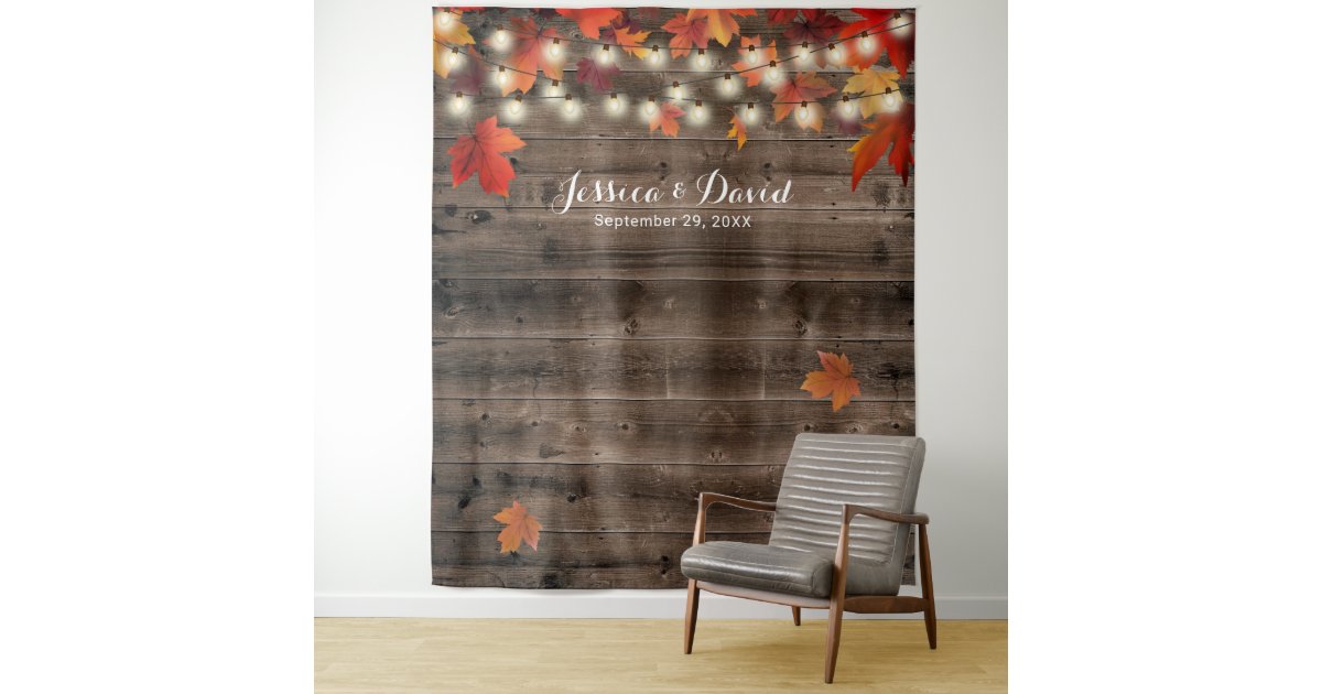 Rustic Autumn Leaves Barn Fall Wedding Backdrops | Zazzle