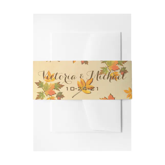 Rustic Autumn leaves Belly Bands Invitation Belly Band | Zazzle