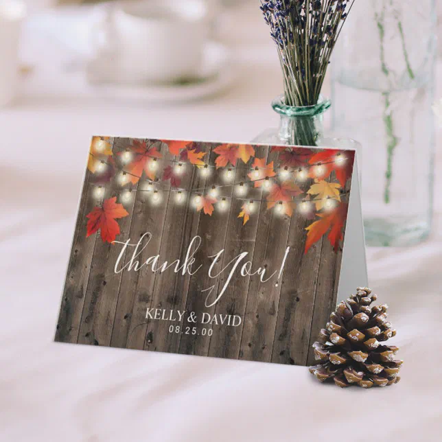 Rustic Autumn Leaves Fall Wedding Thank You | Zazzle