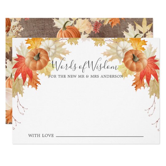 Rustic Autumn Leaves Pumpkins Words of Wisdom Invitation | Zazzle.com