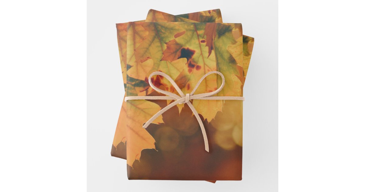 Rustic Autumn Leaves Wrapping Paper Sheets | Zazzle