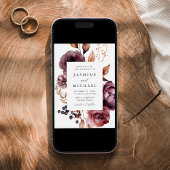 Rustic Autumn Marsala Floral Frame Wedding Invitation | Zazzle