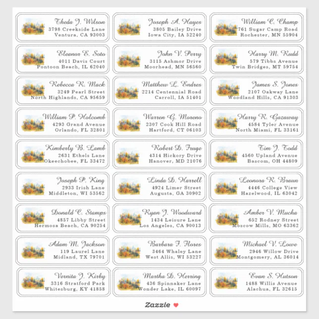 Rustic Autumn Pine Wedding Guest Address Labels | Zazzle