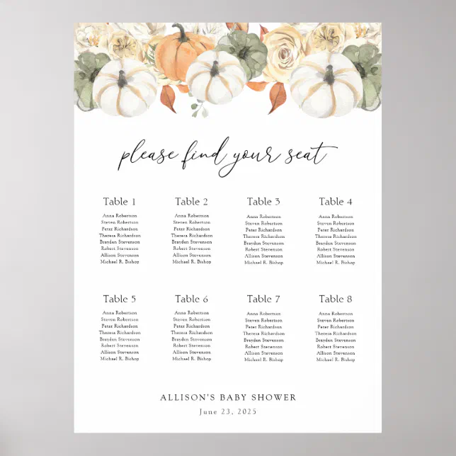 Rustic Autumn Seating Chart | Zazzle