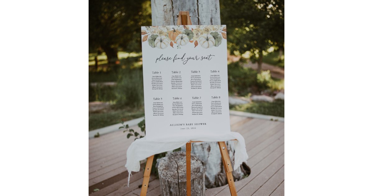 Rustic Autumn Seating Chart Foam Board | Zazzle