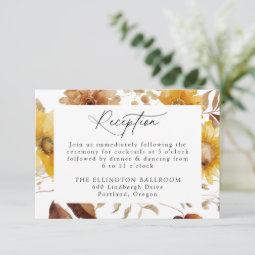 Rustic Autumn Sunflowers and Wildflowers Reception Enclosure Card | Zazzle