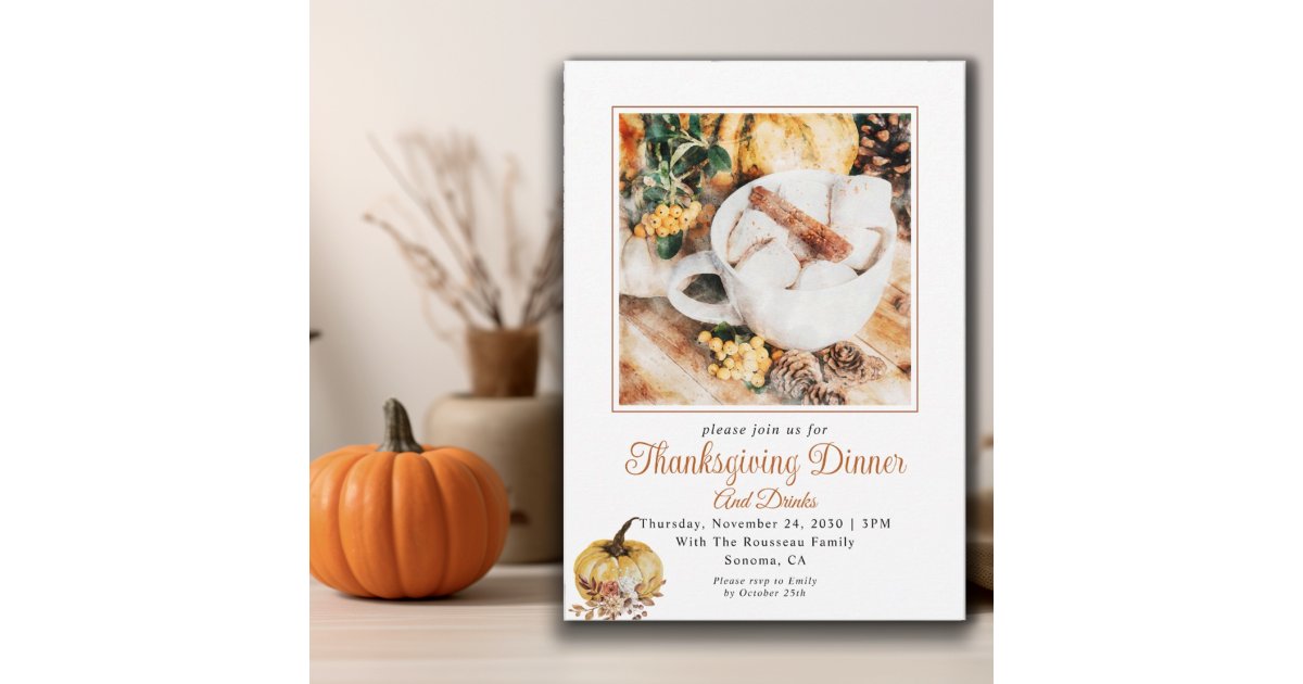 Rustic Autumn Thanksgiving Dinner Invitation | Zazzle