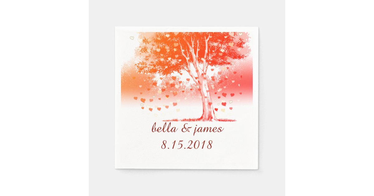 Rustic Autumn Tree Fall Wedding Paper Napkins | Zazzle