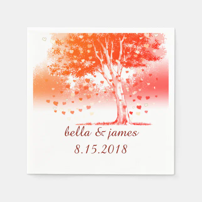 Rustic Autumn Tree Fall Wedding Paper Napkins | Zazzle
