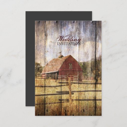 rustic autumn western country red barn wedding invitation | Zazzle