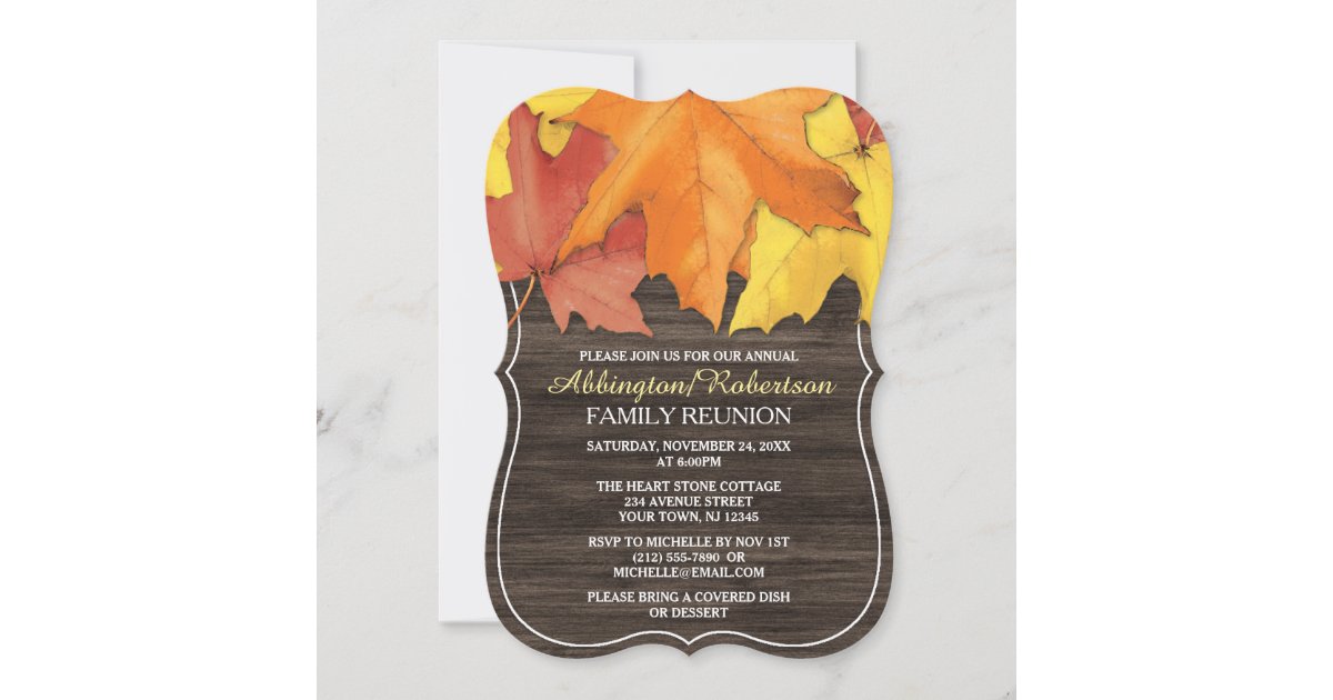 Rustic Autumn Wood Family Reunion Invitations | Zazzle