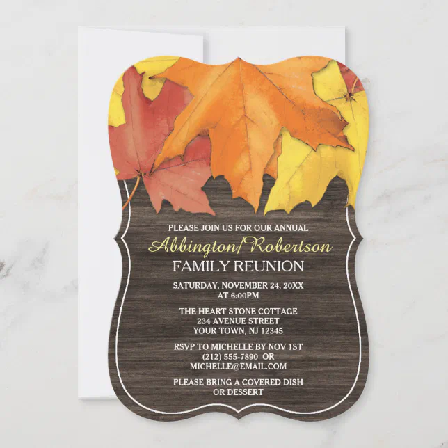 Rustic Autumn Wood Family Reunion Invitations | Zazzle