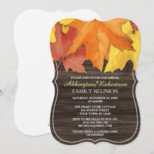 Rustic Autumn Wood Family Reunion Invitations | Zazzle