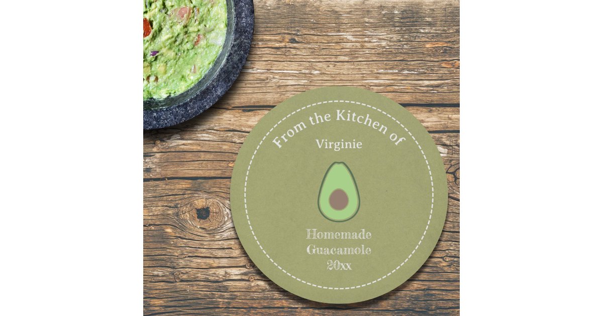 Rustic Avocado & Guacamole Label Sticker | Zazzle