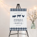 Rustic Baby BBQ Blue Plaid Welcome Sign | Zazzle