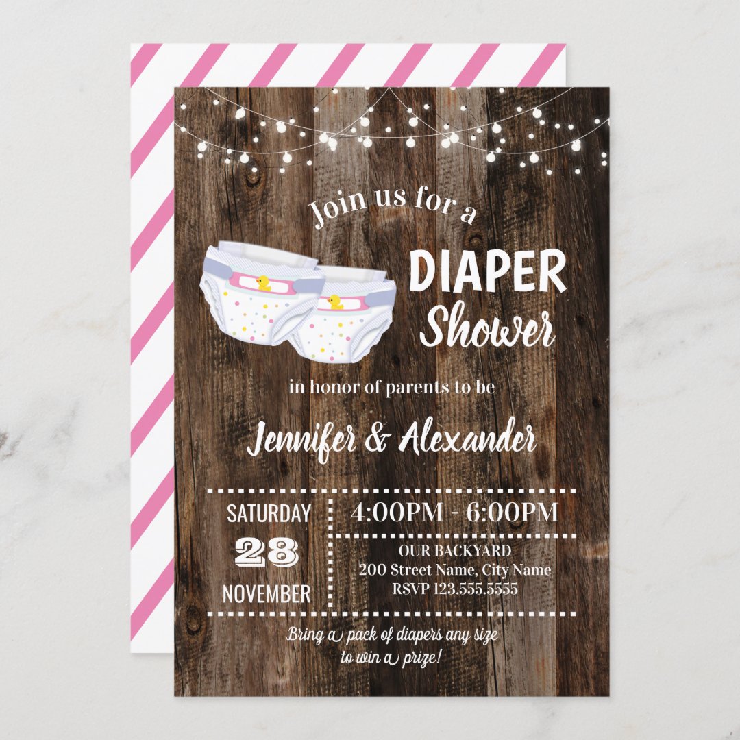 Rustic Baby Diaper Shower Invitation | Zazzle