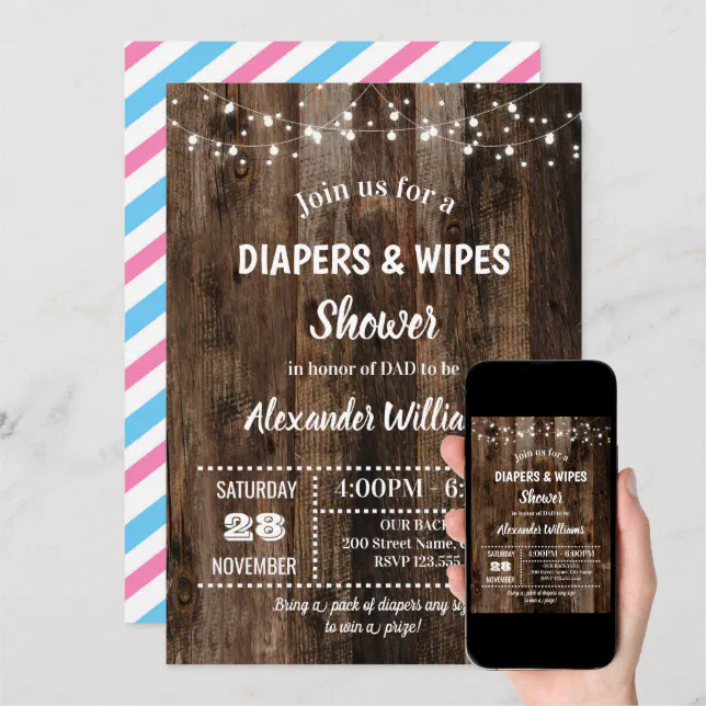 Rustic Baby Diaper Shower Invitation | Zazzle