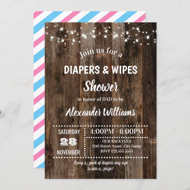 Rustic Baby Diaper Shower Invitation | Zazzle