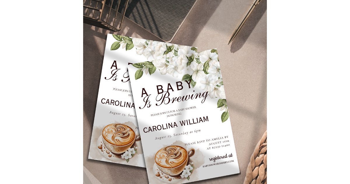 Rustic Baby is Brewing Coffee Baby Shower Invitation | Zazzle