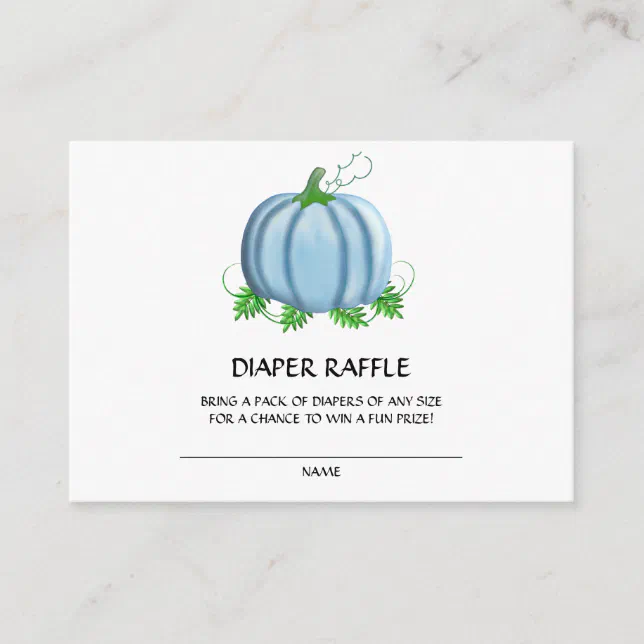 Rustic Baby Shower Blue Pumpkin Diaper Raffle Enclosure Card | Zazzle