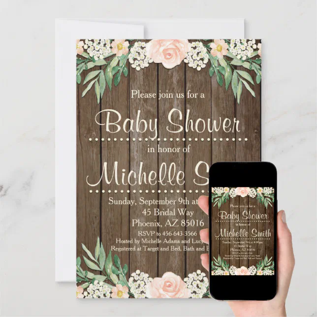 Rustic Baby Shower Invitation, Lace, Floral Invitation | Zazzle
