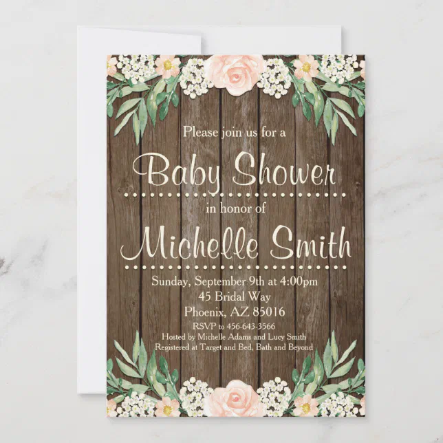 Rustic Baby Shower Invitation, Lace, Floral Invitation | Zazzle
