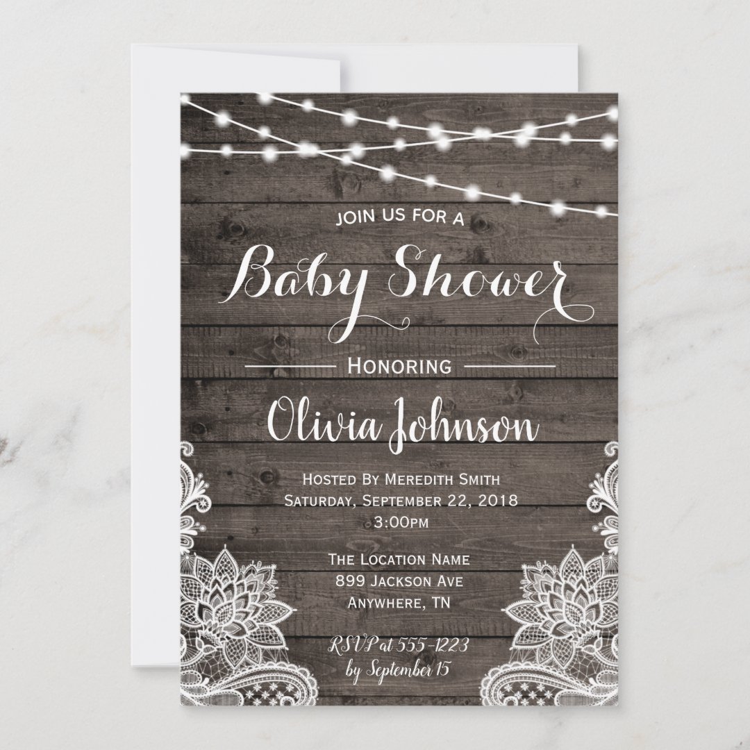 Rustic Baby Shower Invitation with Wood Background | Zazzle