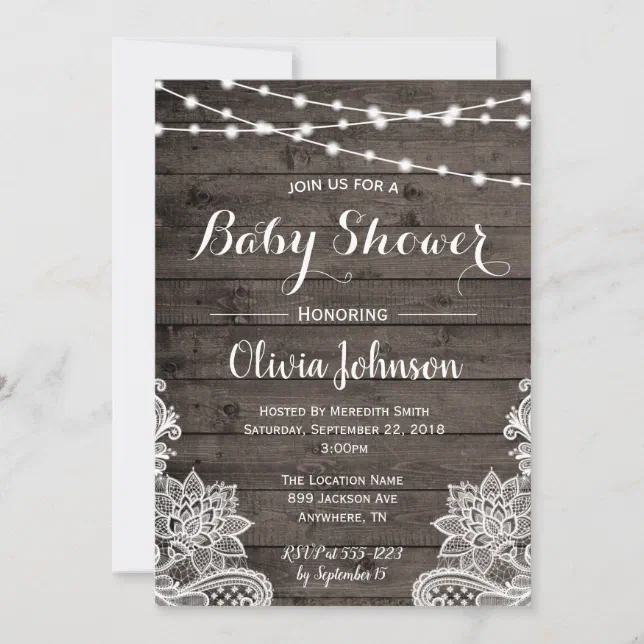 Rustic Baby Shower Invitation with Wood Background | Zazzle