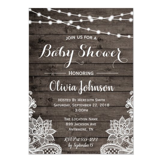 Rustic Baby Shower Invitation with Wood Background | Zazzle.com