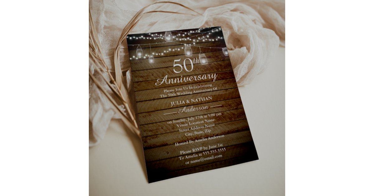 Rustic Backyard 50th Anniversary Invitation | Zazzle
