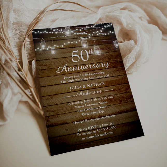Rustic Backyard 50th Anniversary Invitation | Zazzle