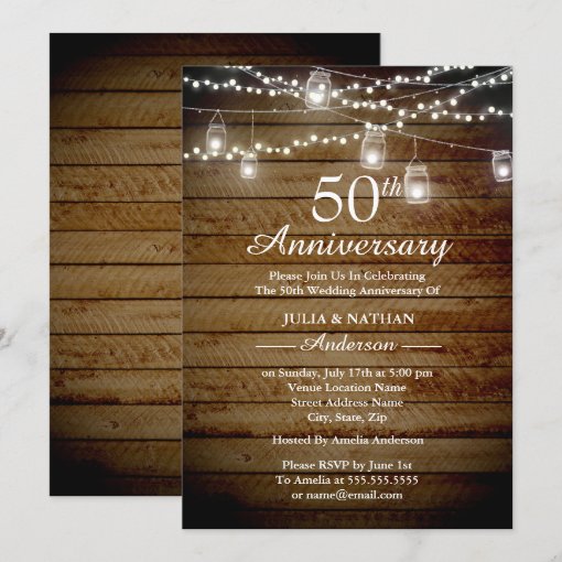 Rustic Backyard 50th Anniversary Invitation | Zazzle
