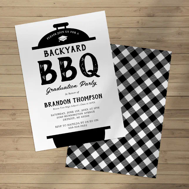 Rustic Backyard BBQ Graduation Party Invitation | Zazzle