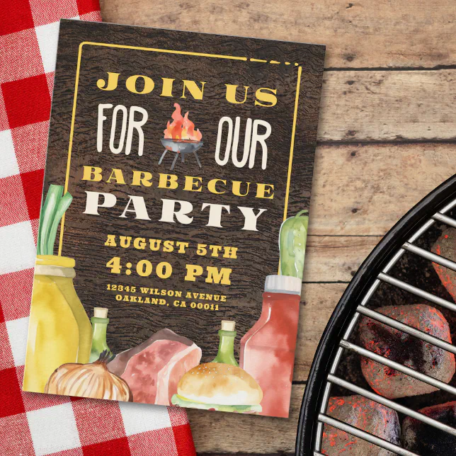 Rustic Backyard BBQ Summer Party Invitation | Zazzle