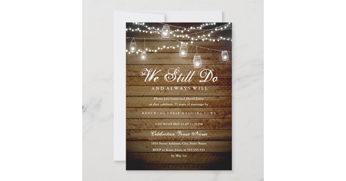 Rustic Backyard Vow Renewal Anniversary Invitation | Zazzle