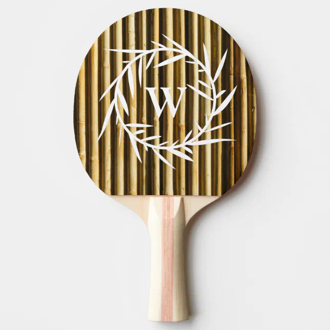 Rustic Bamboo Monogram Vertical Lines Pattern Ping Pong Paddle | Zazzle