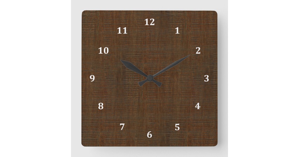 Rustic Bamboo Wood Grain Texture Look Square Wall Clock | Zazzle