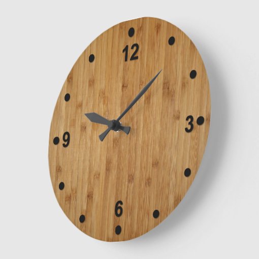 Rustic Bamboo Wood Look Clock | Zazzle