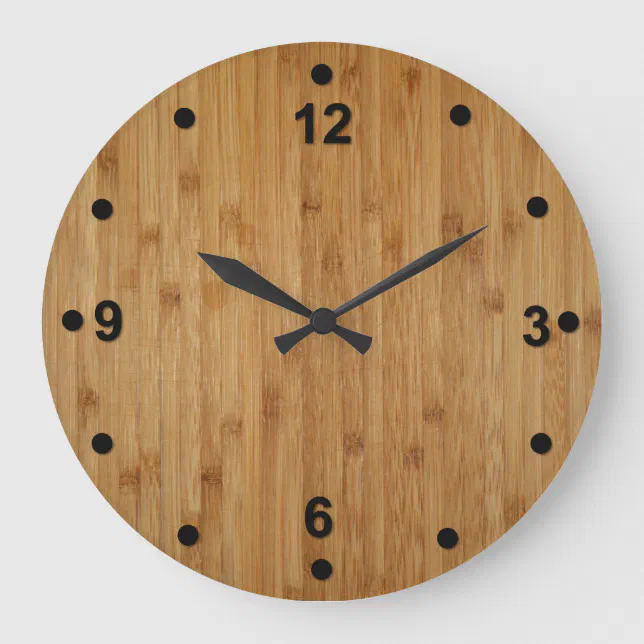 Rustic Bamboo Wood Look Clock | Zazzle