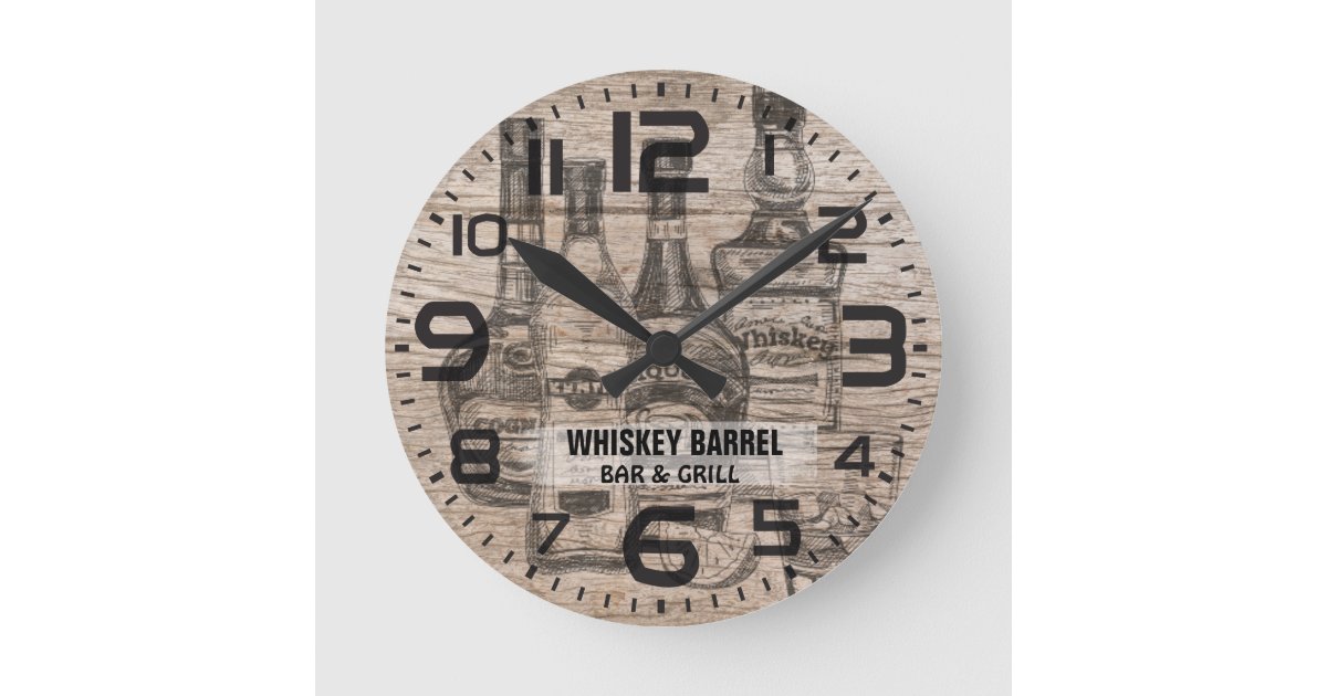 Rustic Bar and Grill Business Wall Clock | Zazzle