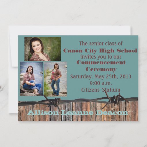 Rustic barbed wire graduation announcement | Zazzle