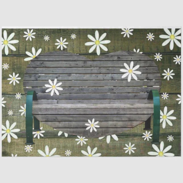 Rustic Barn Board Daisies Country Bench Tissue Paper | Zazzle