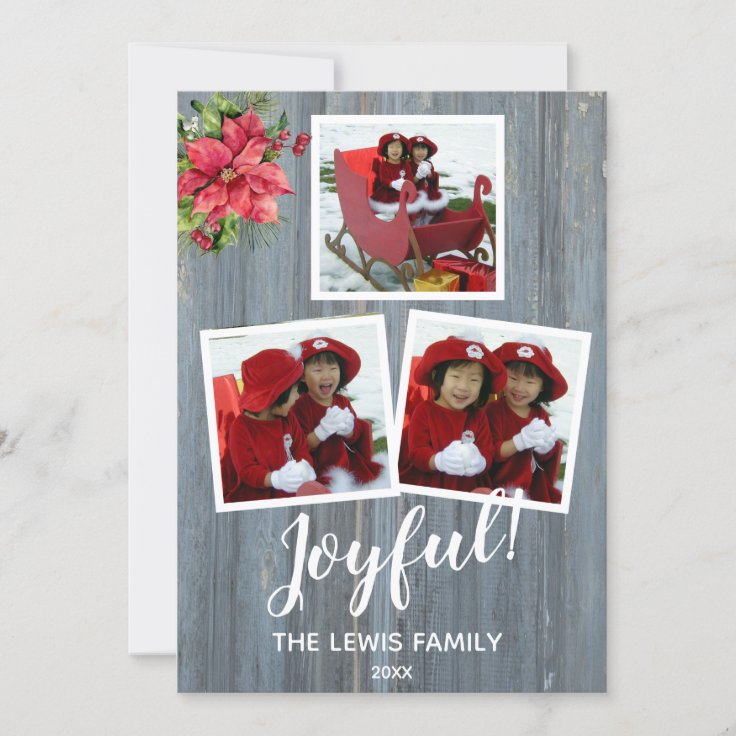 Rustic Barn Board Personalized With 3 Photos Card | Zazzle