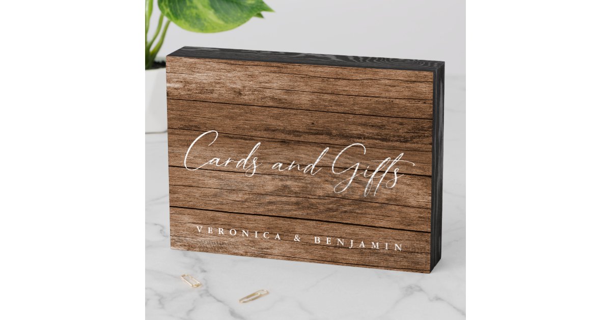 Rustic Barn Cards and Gifts Wedding Reception Wooden Box Sign | Zazzle