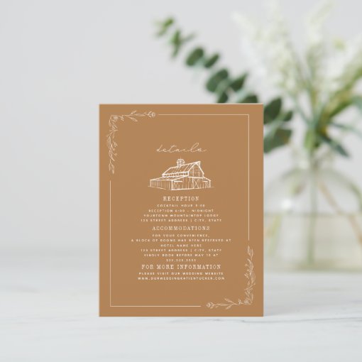 Rustic Barn Goldenrod Fall Wedding Details Enclosure Card | Zazzle