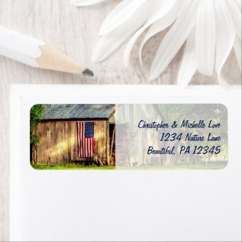 Rustic Barn Patriotic US American Flag Address Label | Zazzle