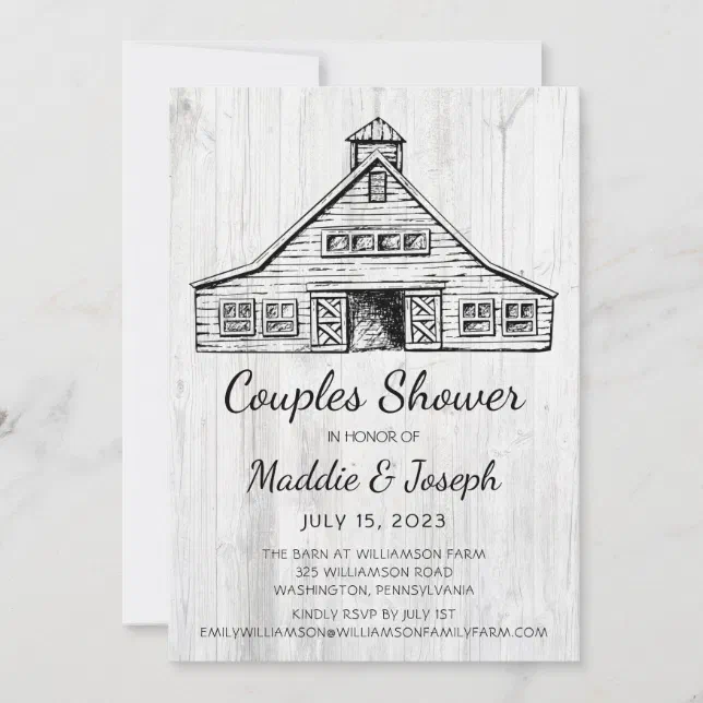 Rustic Barn Photo Couples Shower Invitation | Zazzle
