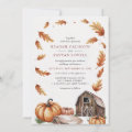 Rustic Barn Pumpkins Autumn Leaves Farm Wedding Invitation | Zazzle