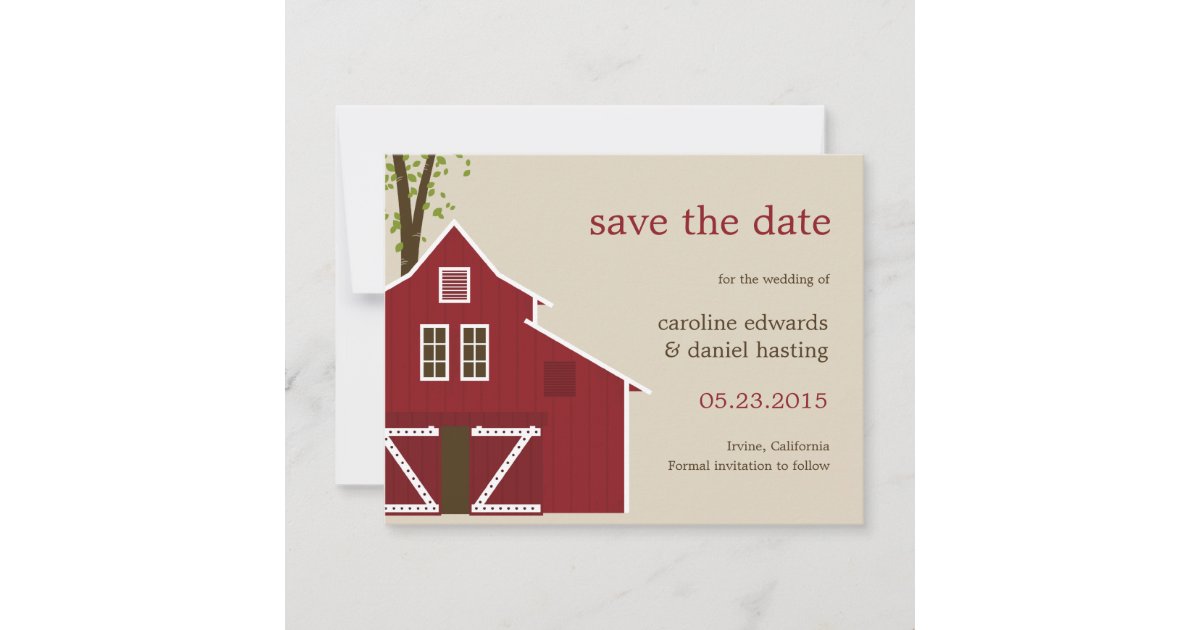 Rustic Barn Save The Date Card | Zazzle