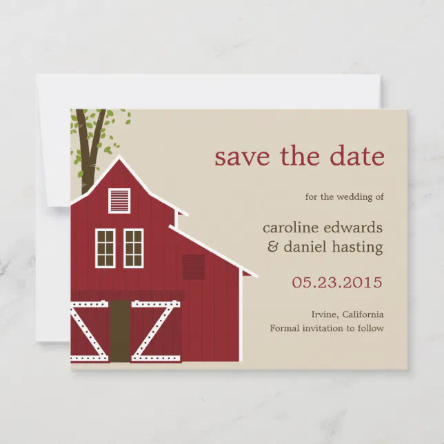 Rustic Barn Save The Date Card | Zazzle